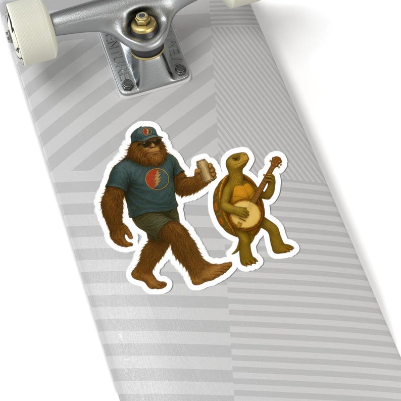 Deadhead Bigfoot & Banjo Turtle Kiss-cut Stickers | Grateful Dead ...
