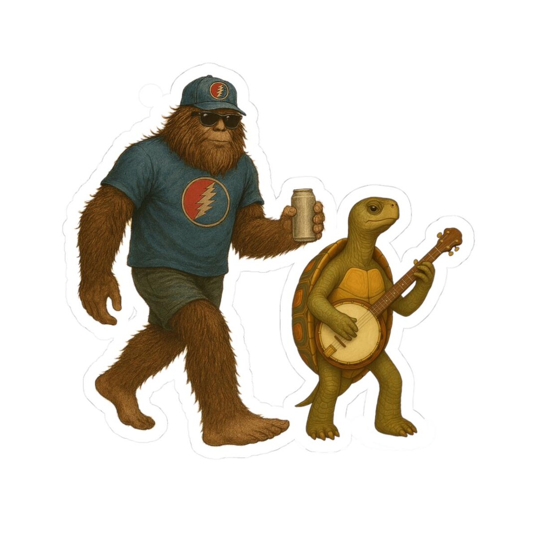 Deadhead Bigfoot & Banjo Turtle Kiss-cut Stickers | Grateful Dead ...