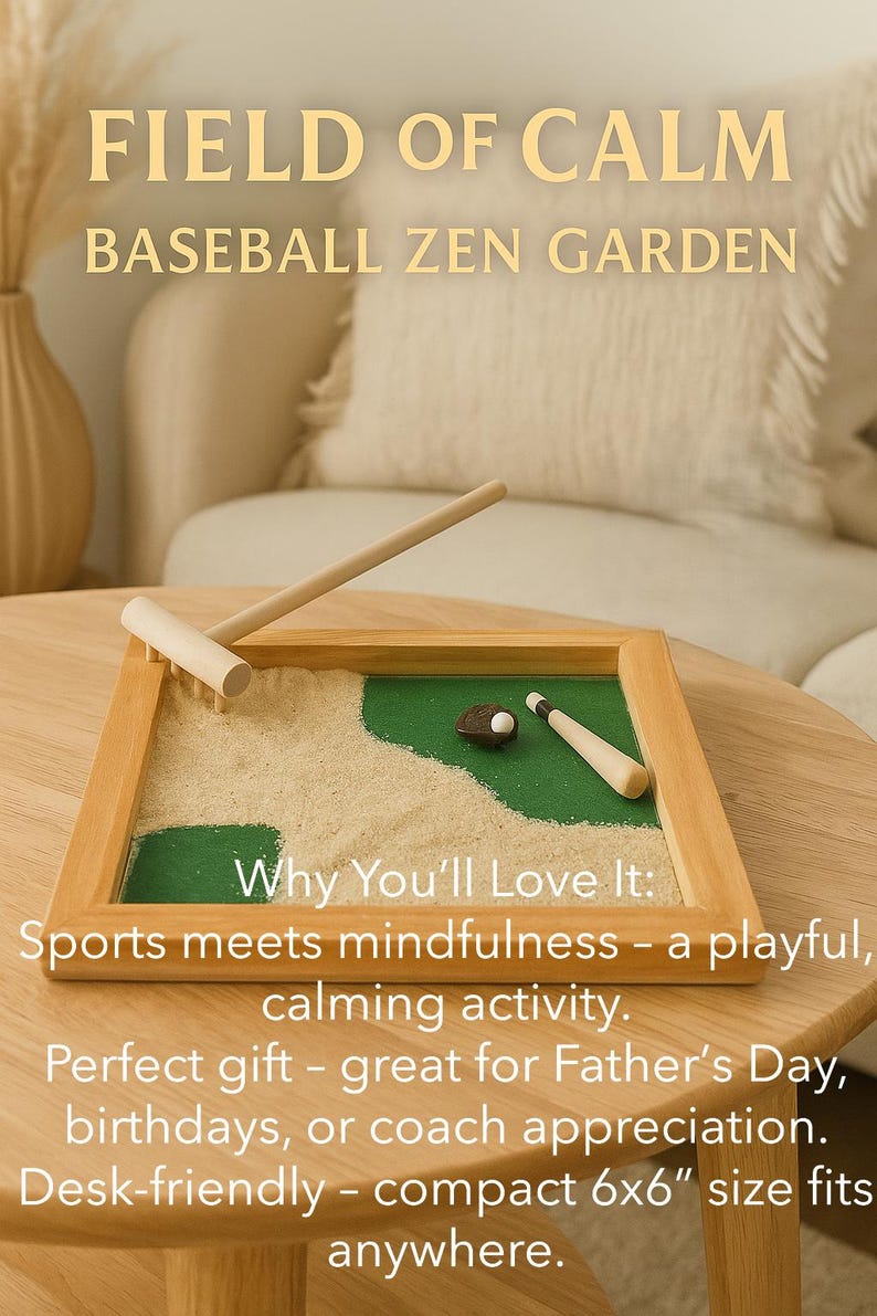 Baseball Zen Garden Box: Miniature Desk Decor With Gemstone & Sachet - Etsy