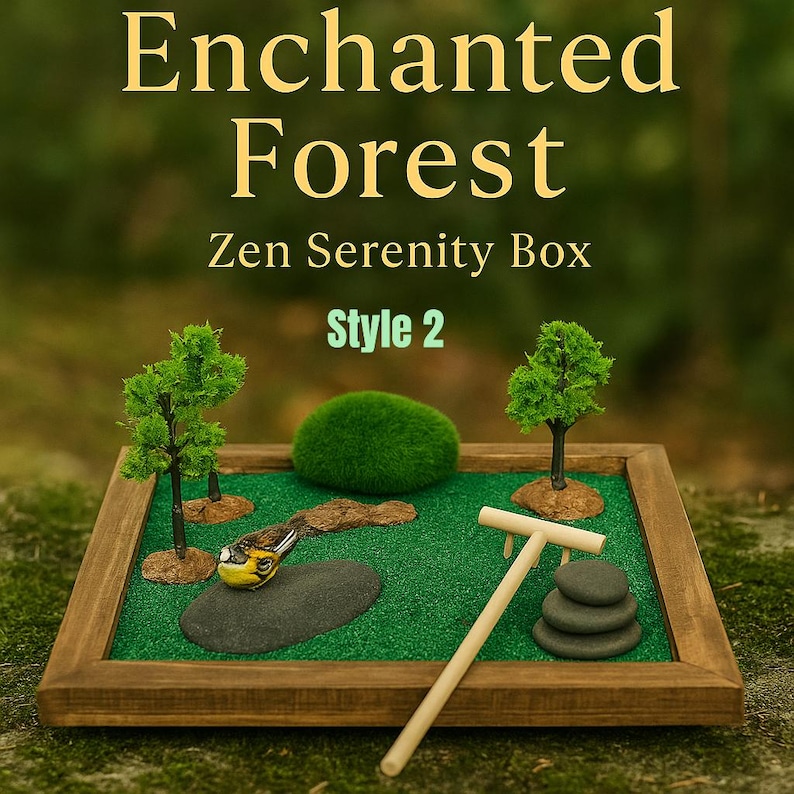 Zen Garden Enchanted Forest: Desk Relaxation Kit With Gemstone & Sachet ...