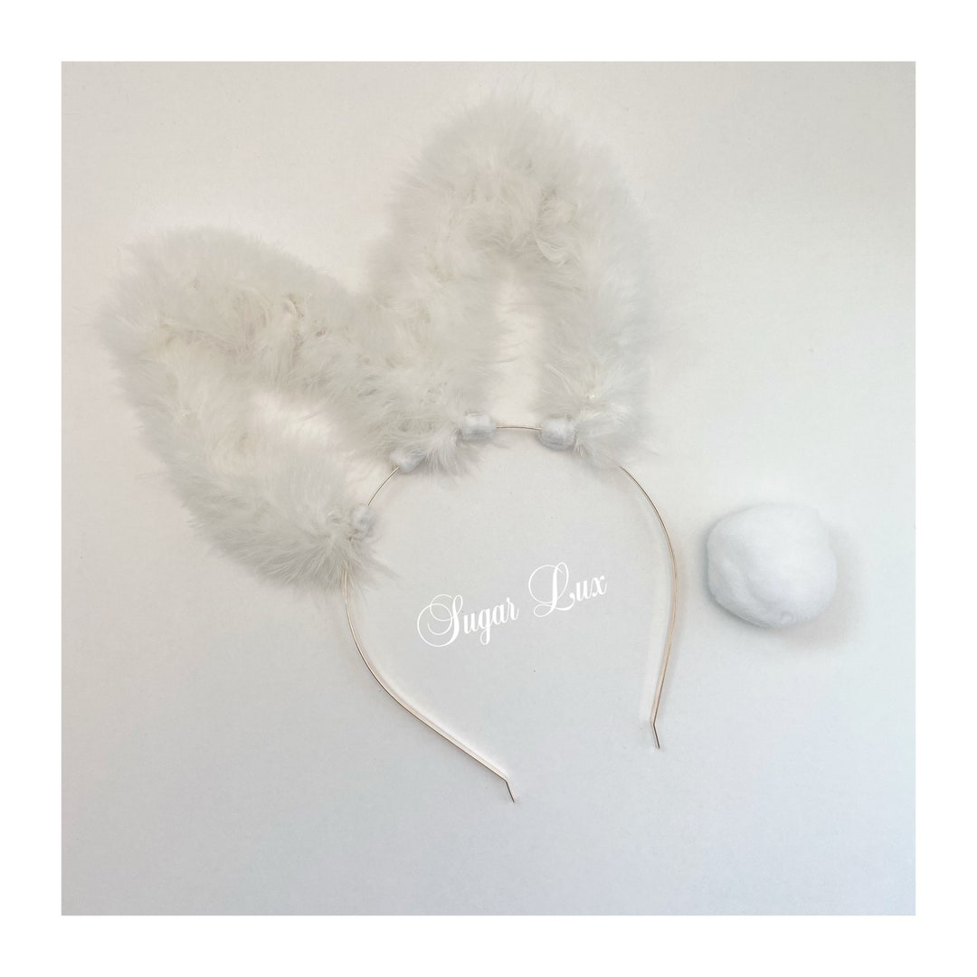 White Fuzzy Bunny Ears - Etsy