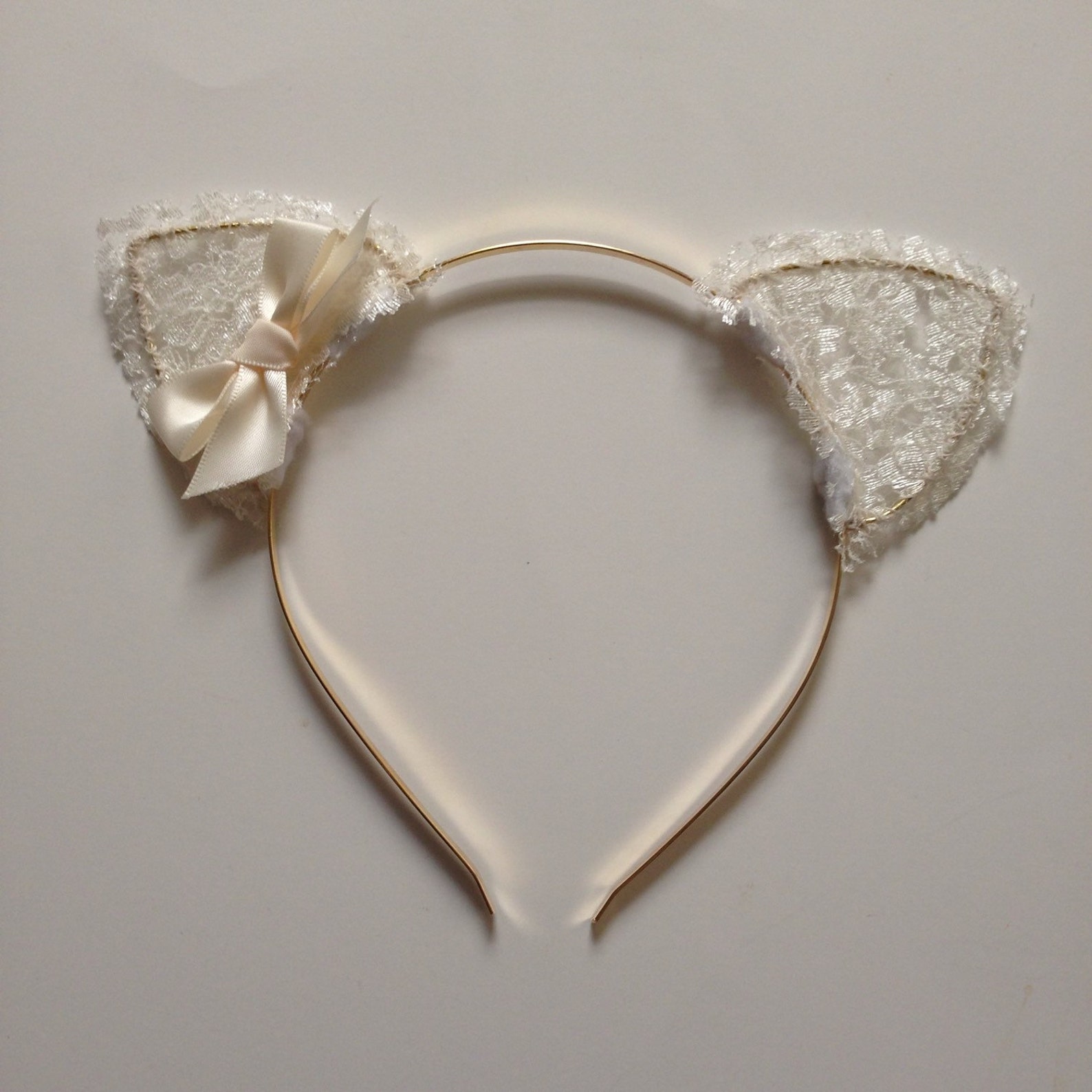 Cream Lace Cat Ears With Bow Lace Kitten Ears Lace Cat Ear - Etsy