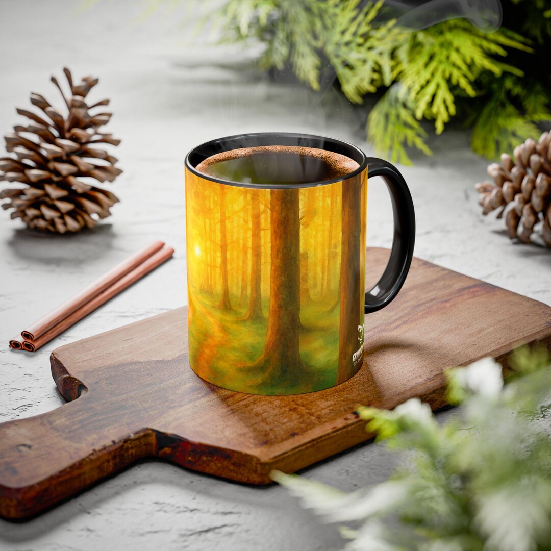 Golden Forest Coffee Mug: Watercolor Woodland Path Ceramic Mug - Etsy