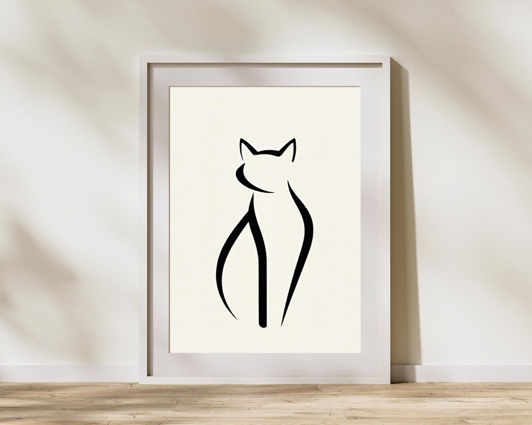 Minimalist Cat Line Art Print, Modern Home Decor (digital Download) - Etsy