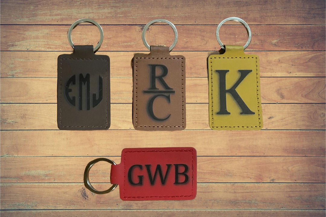 Custom Leather Keychain, Monogramed, Engraved Personalized Key Fob - Etsy