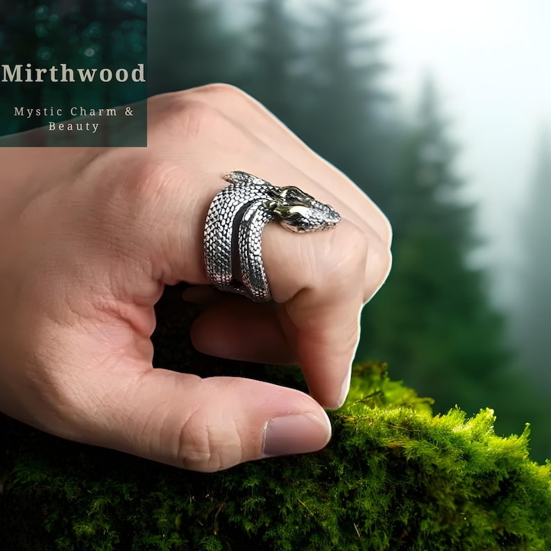Sterling Silver Anaconda Snake Ring: Gothic Serpent Wrap, Adjustable - Etsy