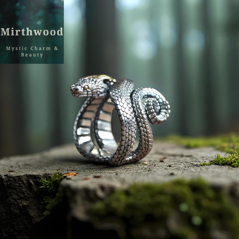 Sterling Silver Anaconda Snake Ring: Gothic Serpent Wrap, Adjustable - Etsy