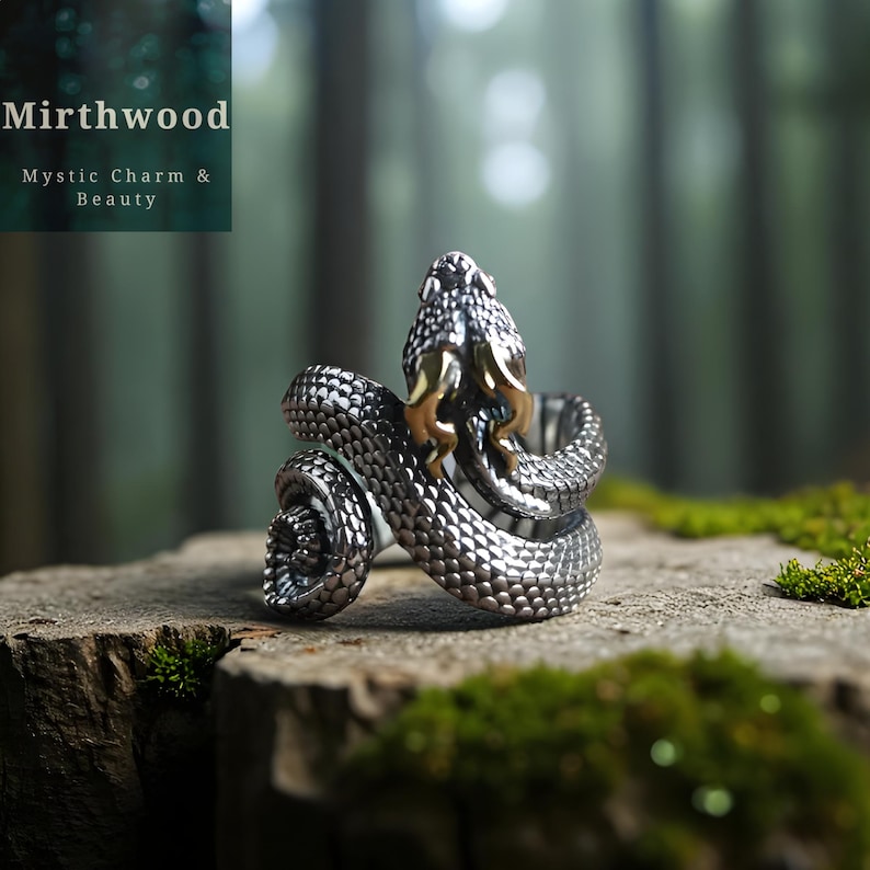 Sterling Silver Anaconda Snake Ring: Gothic Serpent Wrap, Adjustable - Etsy