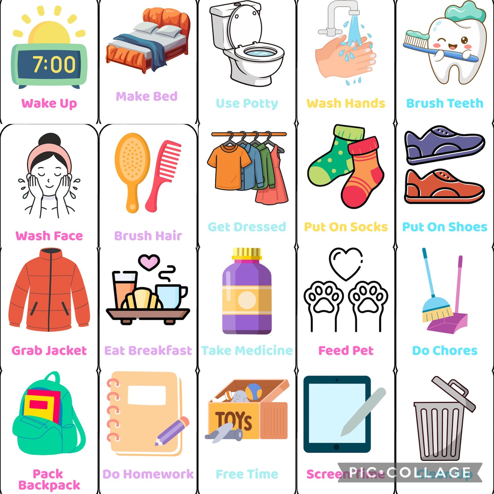 Kids Morning Routine Visual Cards | Printable Morning Schedule for ...