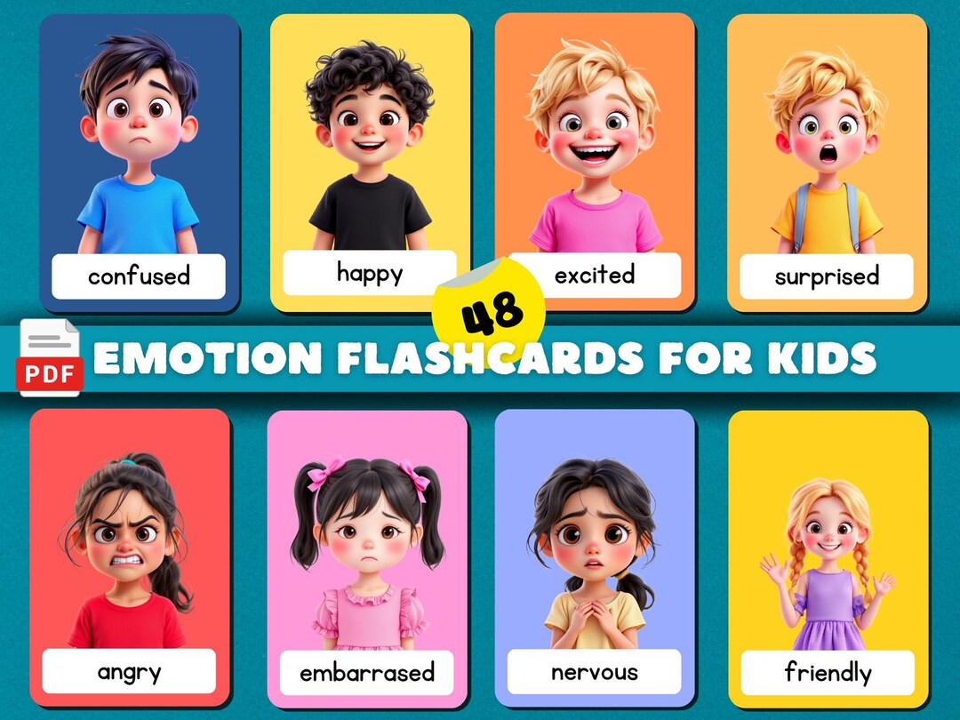 Emoticon Flashcards for Kids | Printable Feelings Cards | Social ...