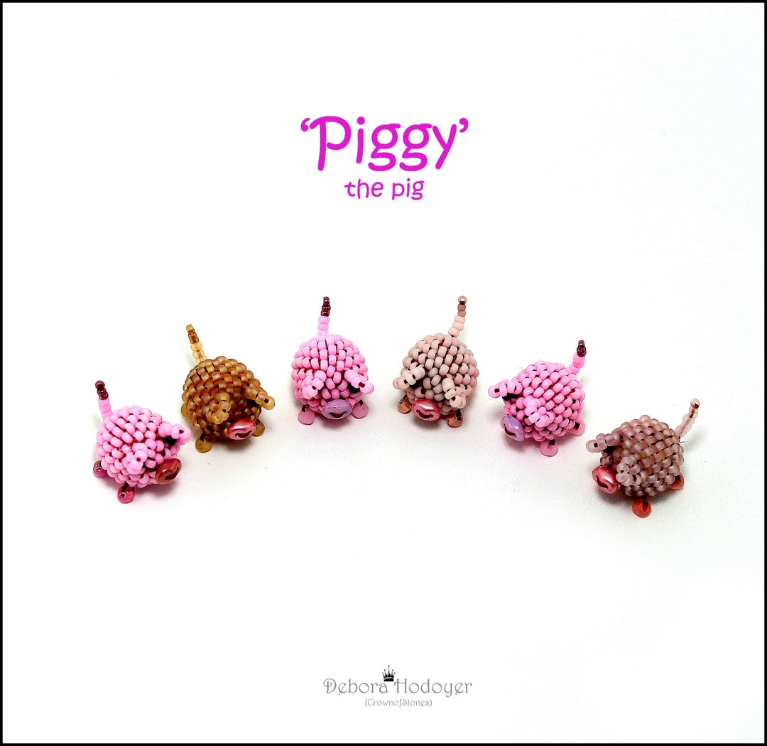 Bead Pattern Beaded Piggy the Pig Made With Seed Beads and Superduo ...