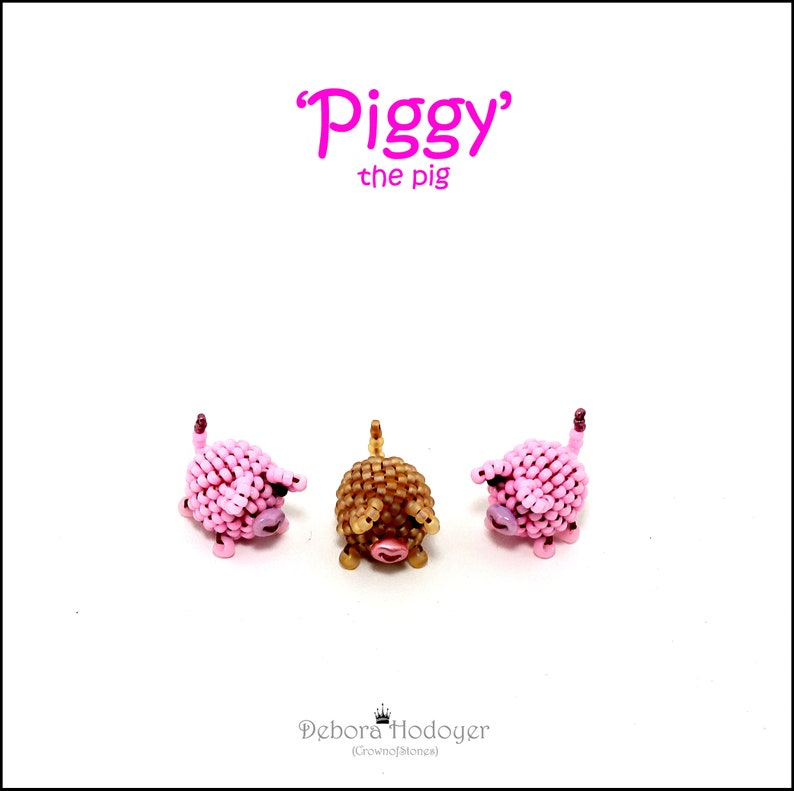 Bead Pattern Beaded Piggy the Pig Made With Seed Beads and Superduo ...