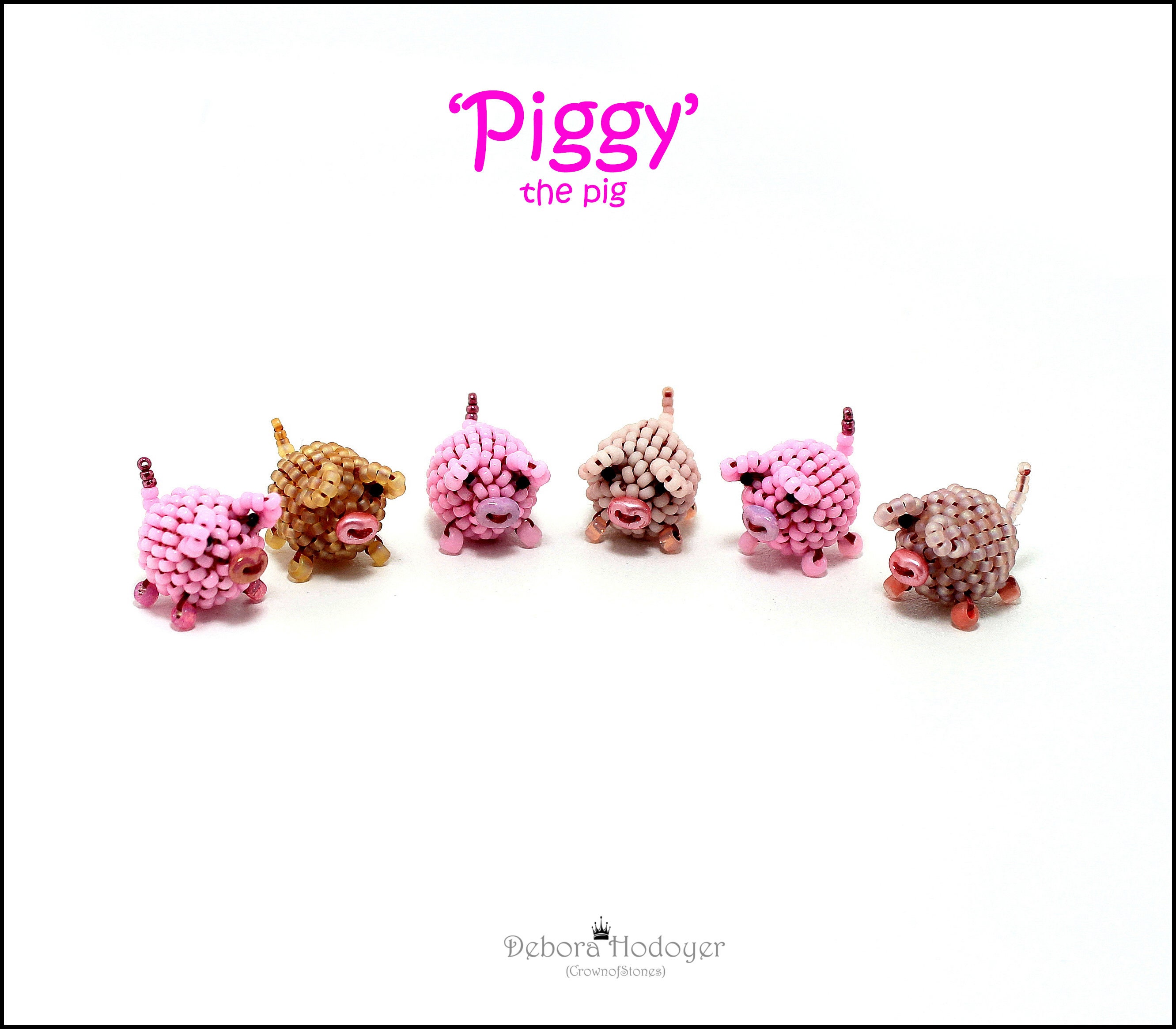 Bead Pattern Beaded Piggy the Pig Made With Seed Beads and Superduo ...