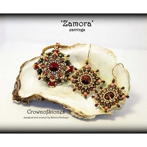 Bead Pattern Tutorial 'zamora' Earrings With Seed Beads, Rivoli and ...