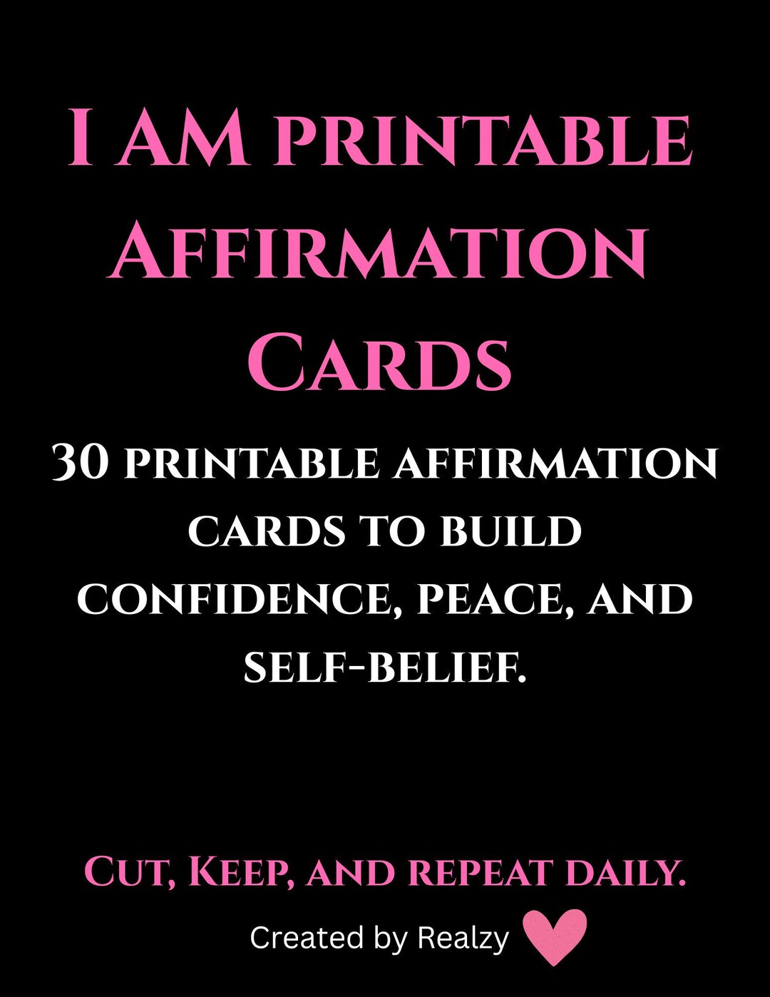 I AM Affirmation Cards for Women, Positive Mindset (digital Download ...