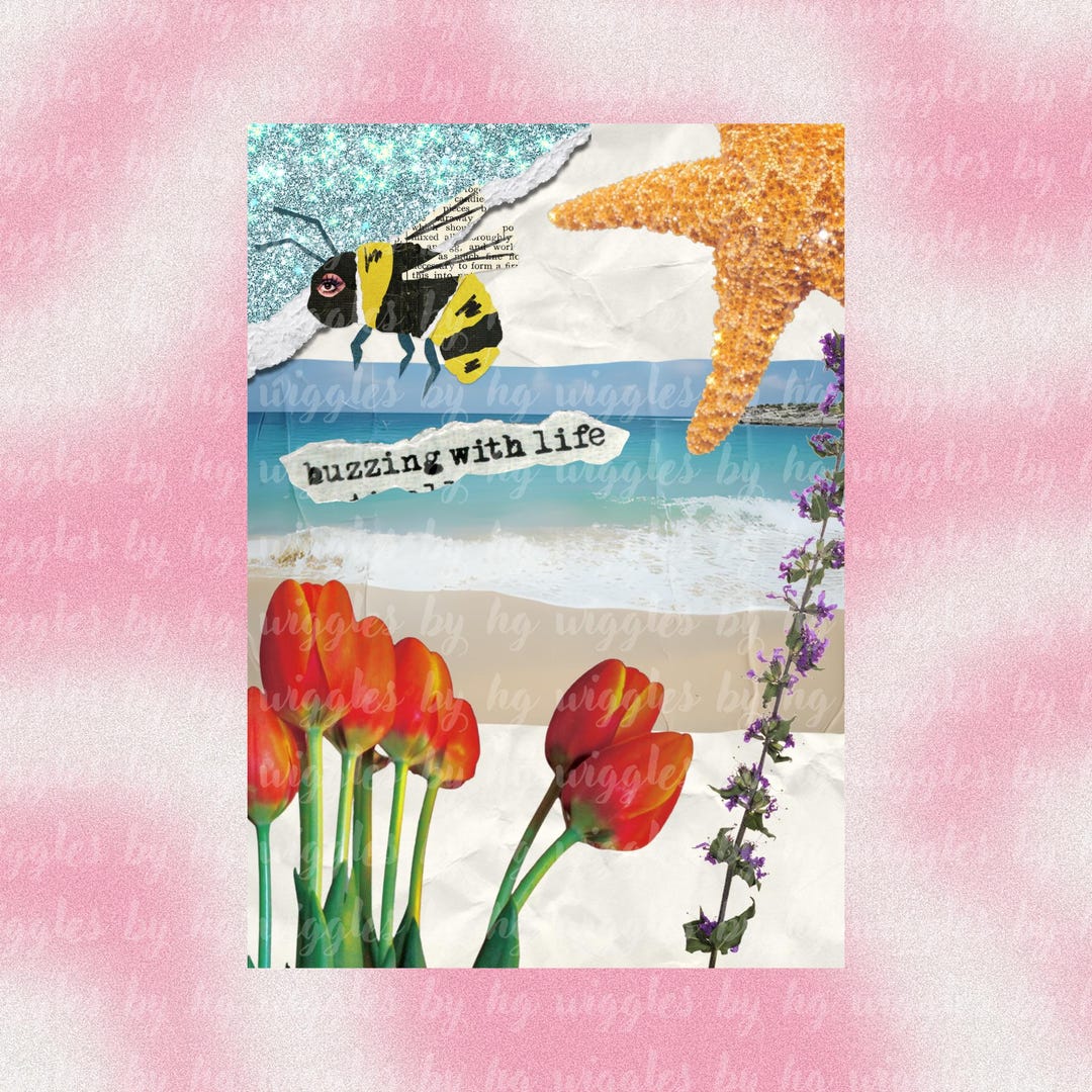 Buzzing With Life - Digital Collage Art Poster - Etsy