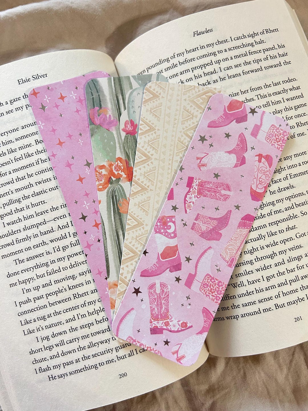 Pink Cowgirl Bookmarks, Disco Sparkle Cactus Trendy Designs - Etsy