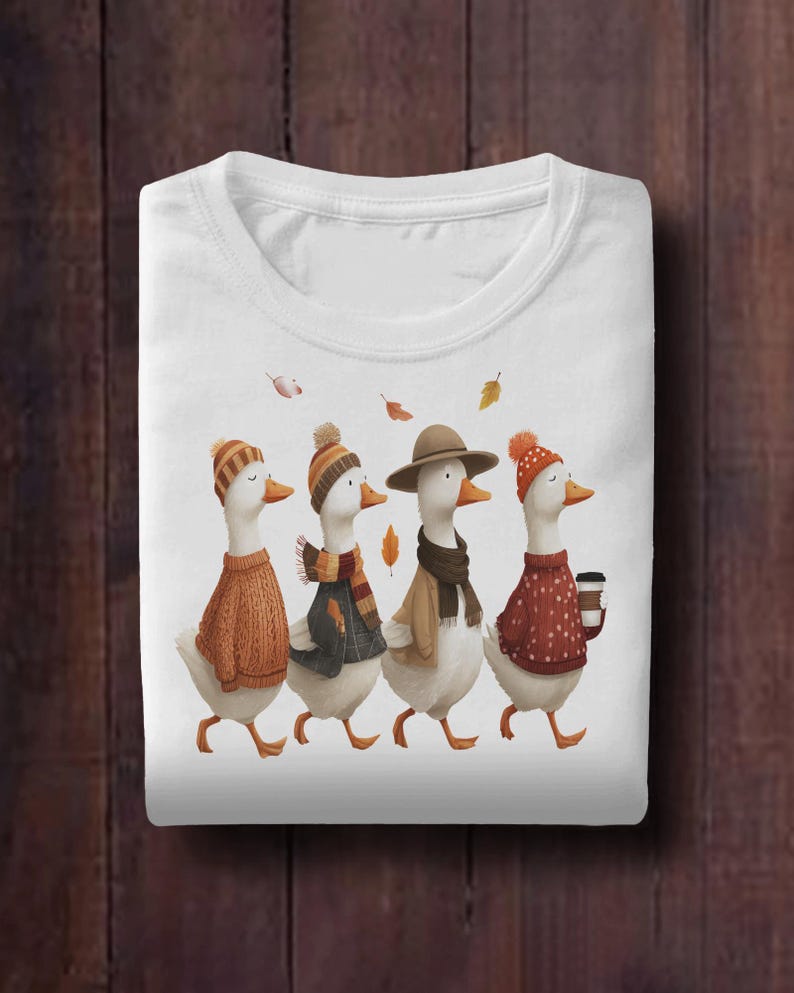 Fall Geese Figurines: Whimsical Autumn Decor With Coffee Cups - Etsy
