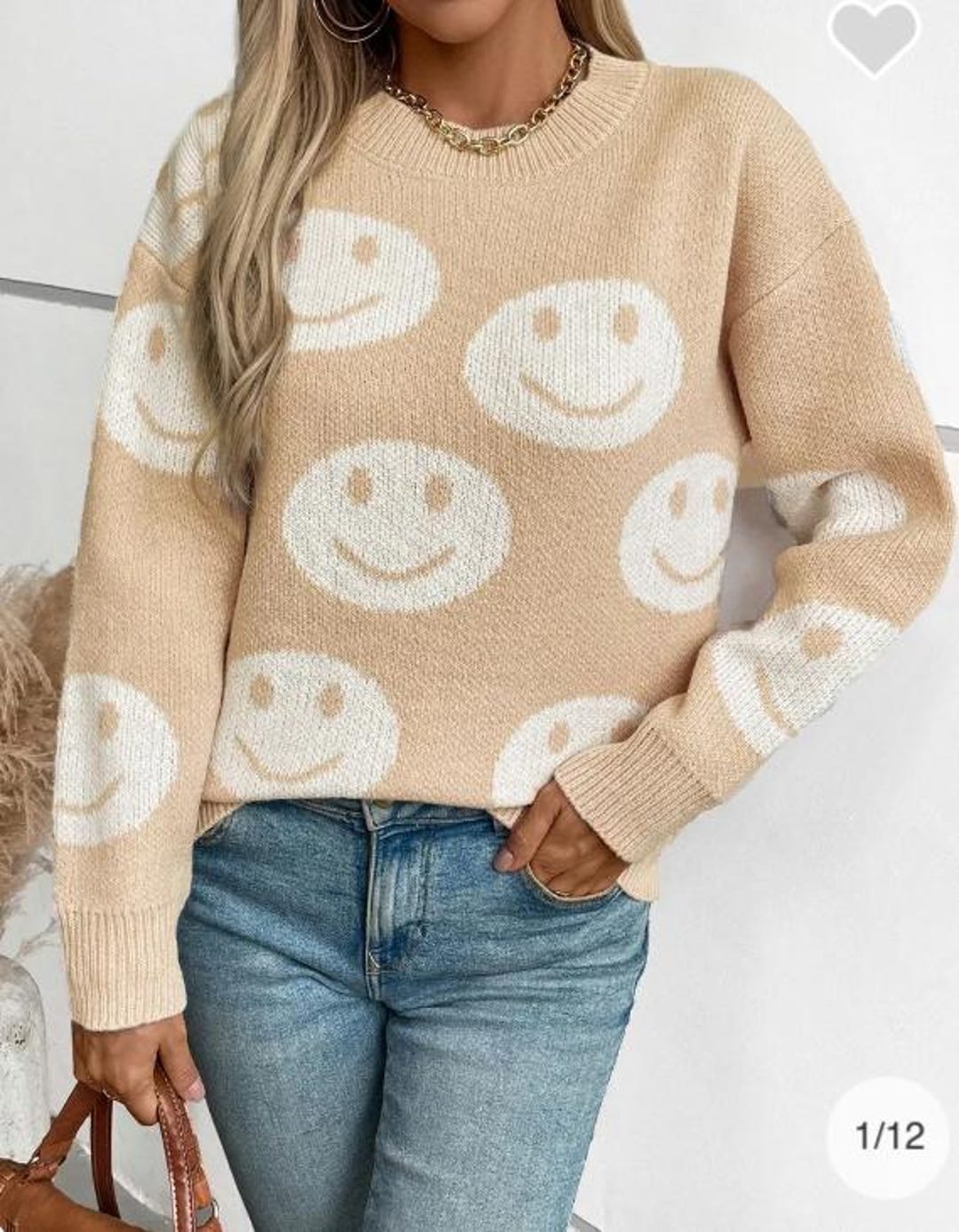 Smiley Face Knit Sweater | Trendy Oversized Pullover, Happy Outfit - Etsy