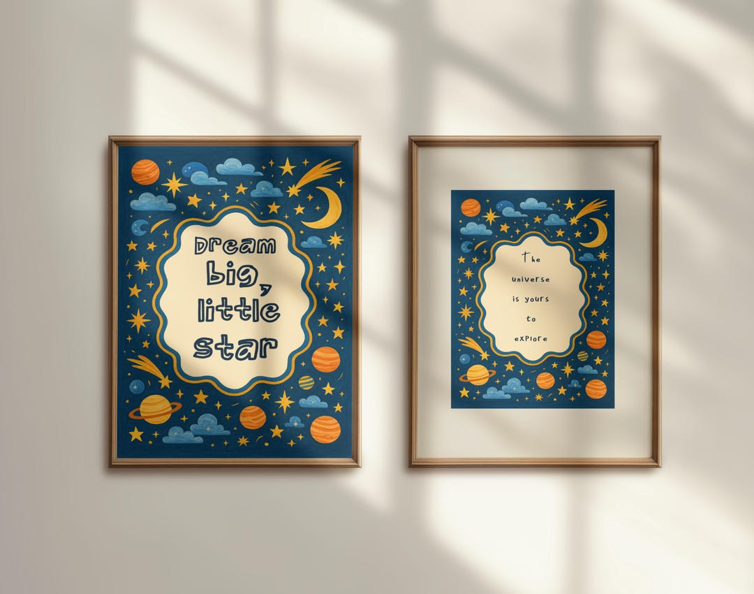 Customizable Space Nursery Art: Dream Big Little Star Quote (digital ...