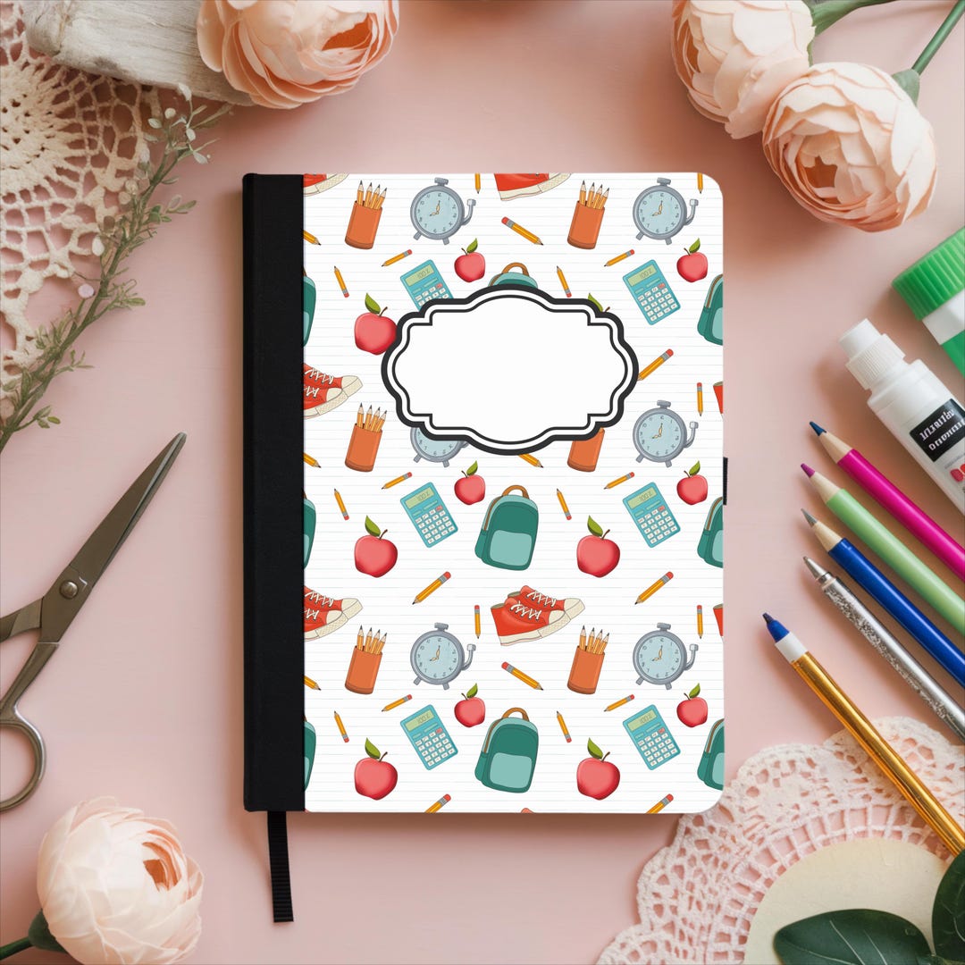 Hand-drawn Back to School Motif Composition Book Cover, Instant ...