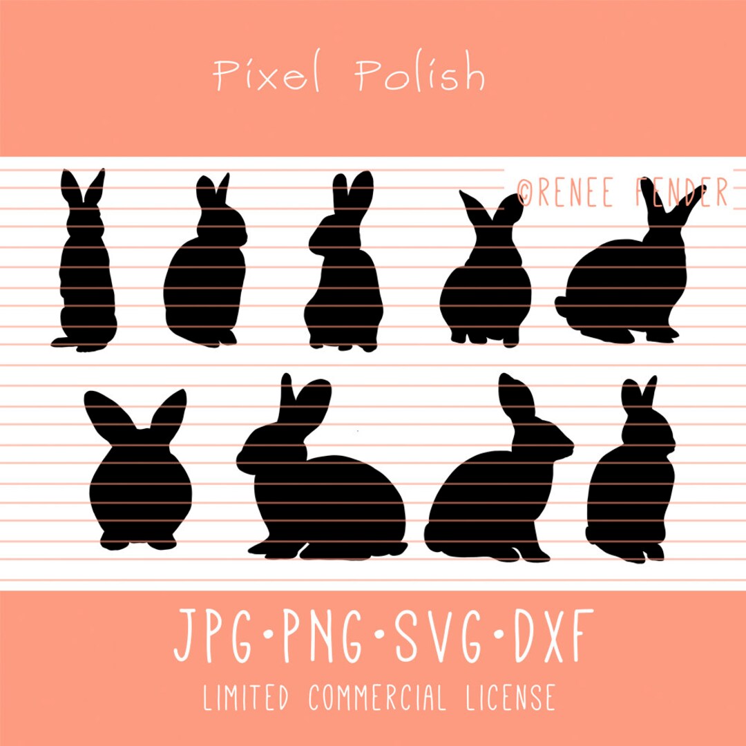 Bunny Silhouettes, Set of 9, Perfect for Nursery, Easter, for Cricut ...