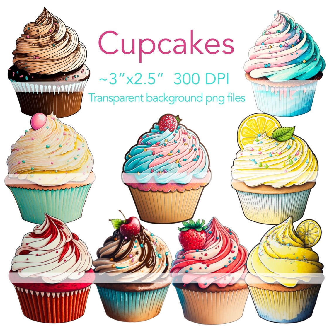 Cupcake Transparent Png Files, Watercolor, Birthday Invitations, Bakery ...