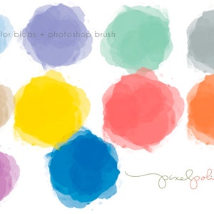 Watercolor Clipart, Round Brush Blobs, Strokes, Photoshop Brushes ...