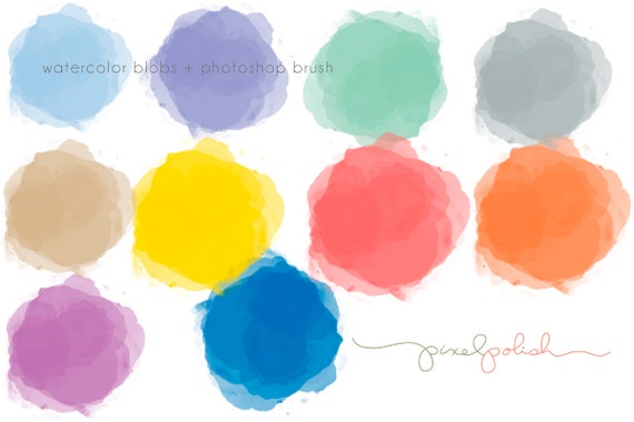 Watercolor Clipart. Round Brush Blobs Strokes Pantone Spring | Etsy