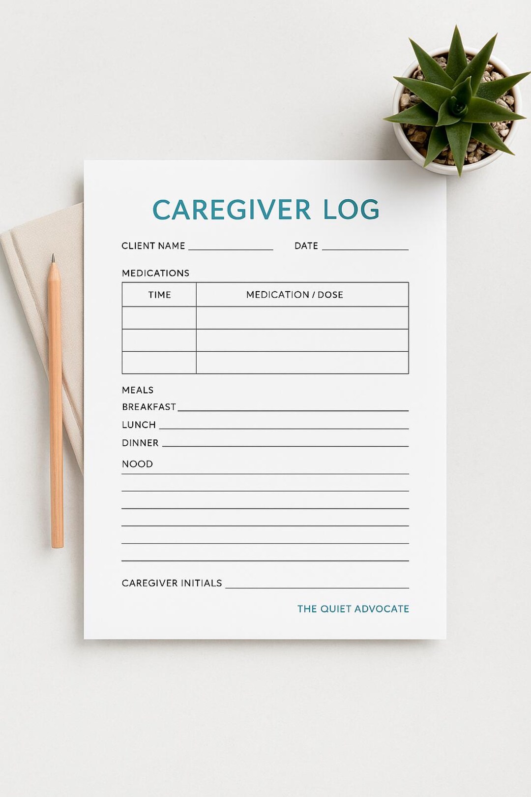 Daily Caregiver Log | Printable PDF for Home Care & Special Needs ...