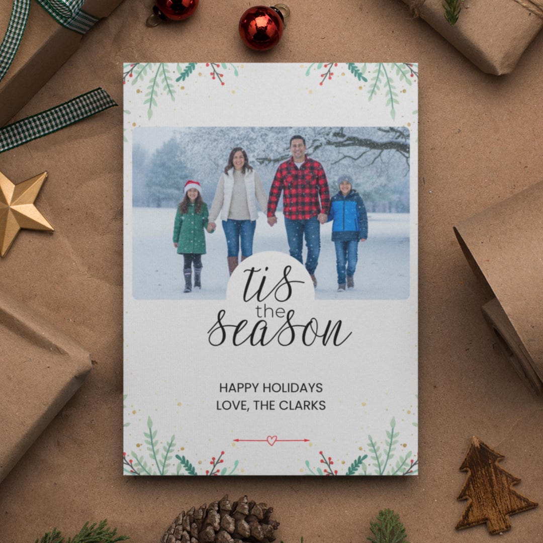 Personalized Christmas Photo Card Template | Holiday Family Photo ...