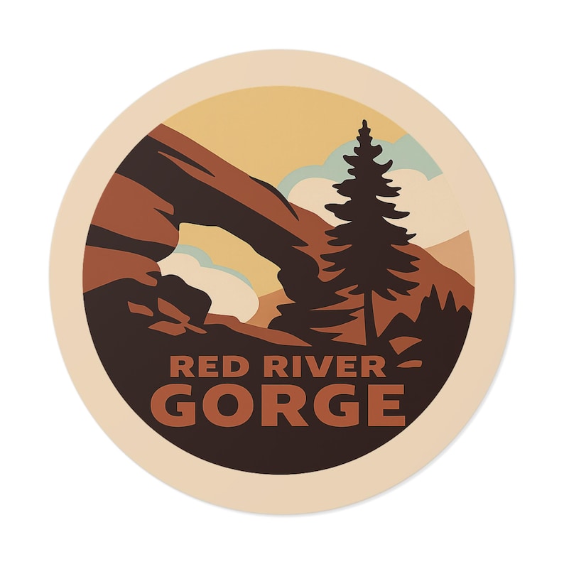 Sticker - Red River Gorge Retro Arch | Round Sticker | RRG Natural ...