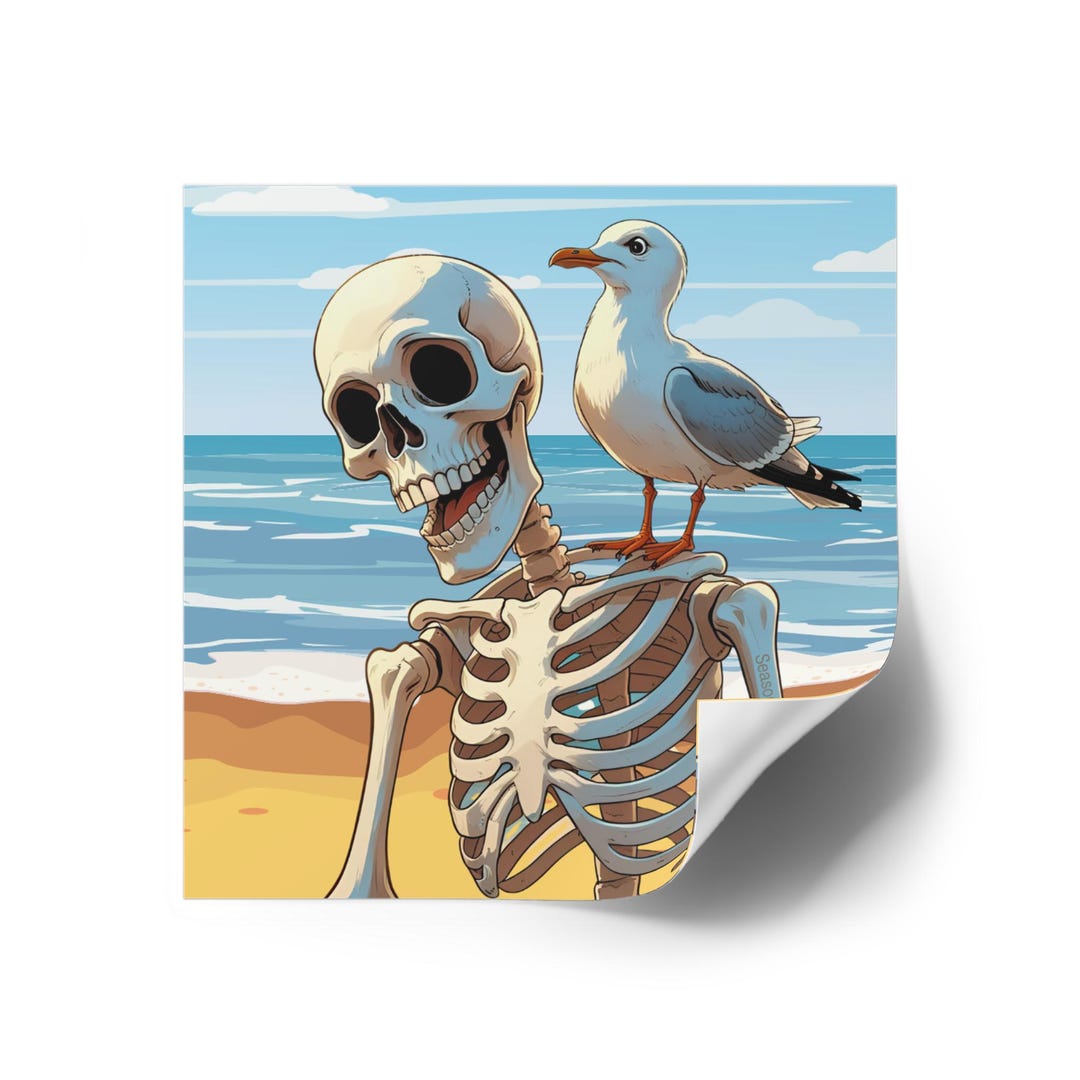 Nautical Seagull Skeleton Sticker | Waterproof Vinyl Decal for Beach ...