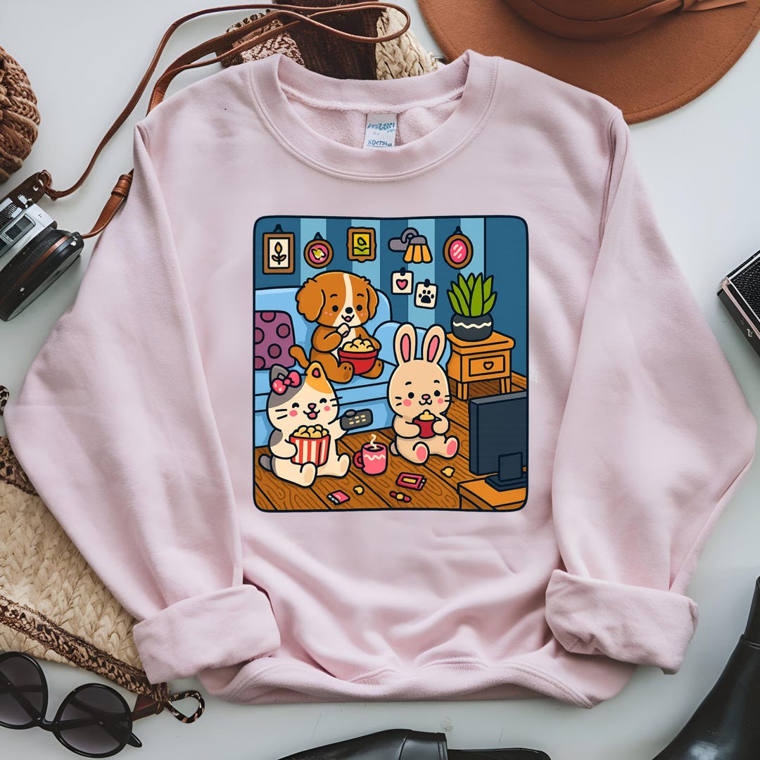 Funny Cartoon Characters Watching Television DTF Transfer: Hilarious ...