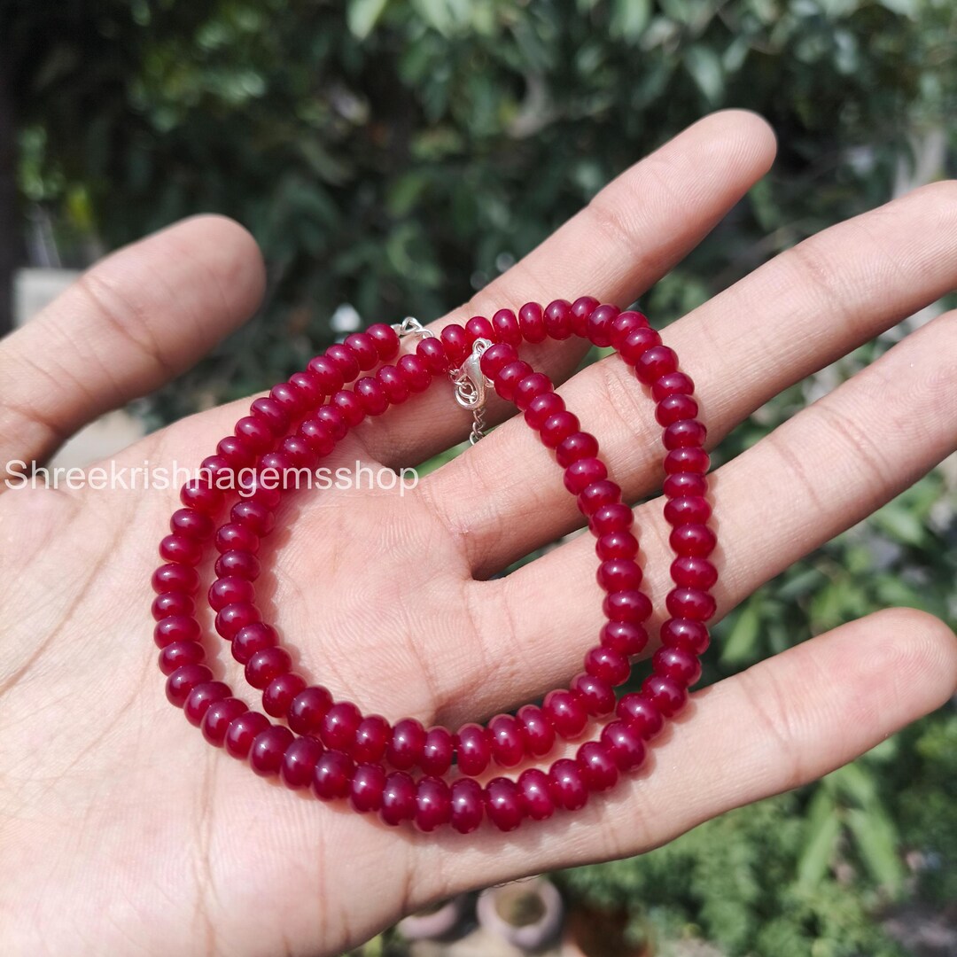 Red Ruby Quartz Smooth Rondelle Beads . 6mm Rondelle Smooth Ruby Beaded ...