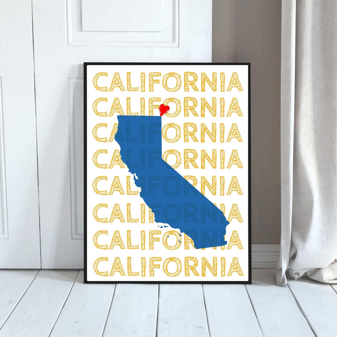 California State Map Art Print: Hometown Decor (digital Download) - Etsy