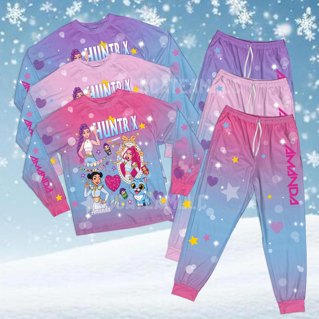 Personalized Name Kpop Huntrix Pajamas Set for Girls, Demon Hunters Pjs ...