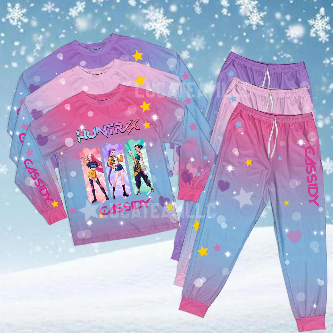 Personalized Name Kpop Huntrix Pajamas Set for Girls, Demon Hunters Pjs ...