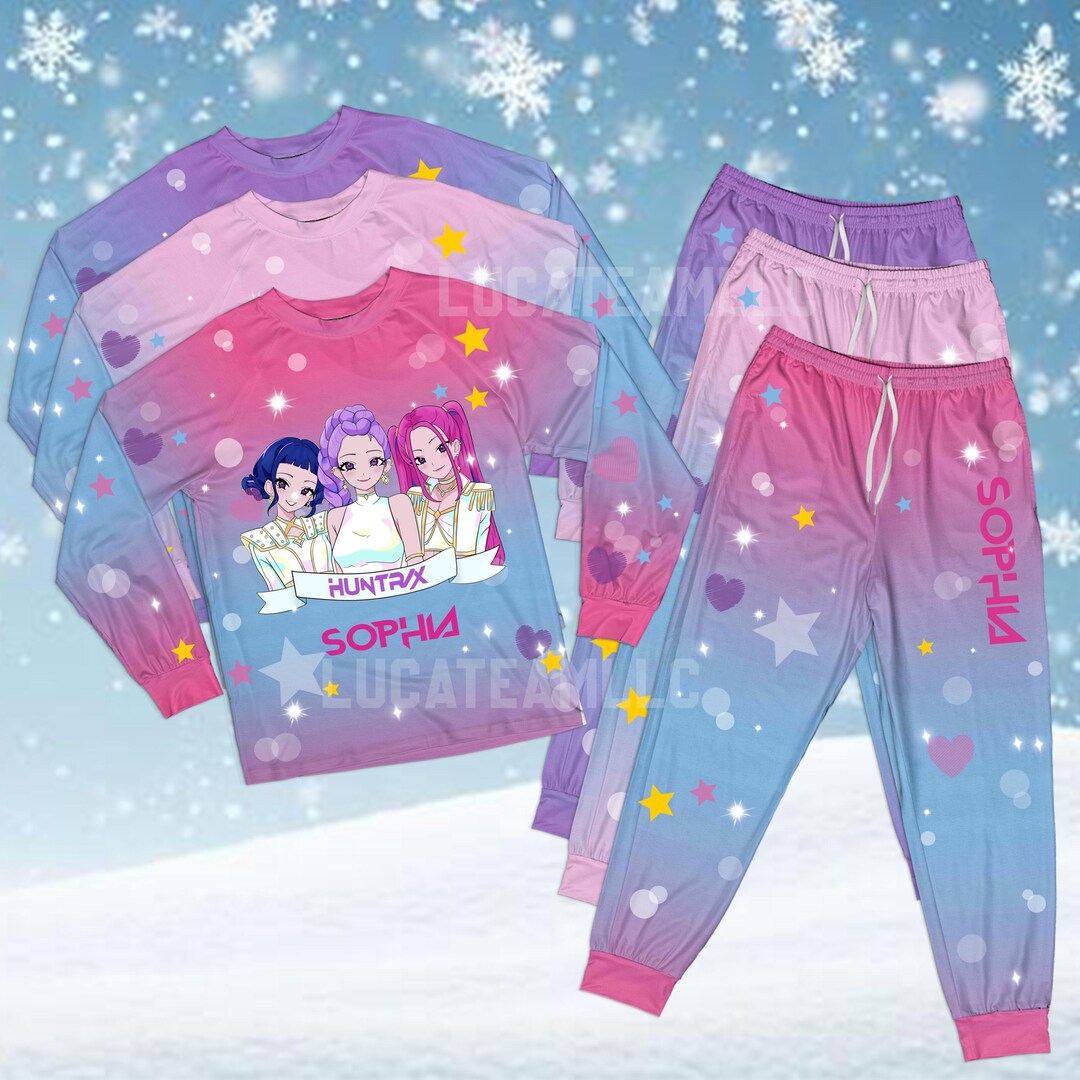 Personalized Name Kpop Huntrix Pajamas Set for Girls, Demon Hunters Pjs ...