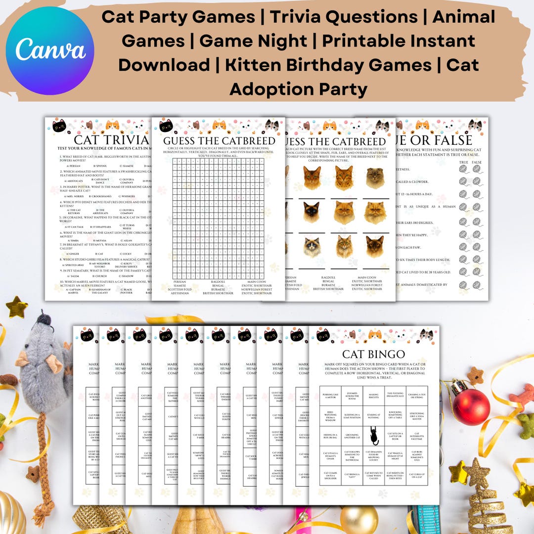 Cat Party Games | Trivia Questions | Animal Games | Game Night ...