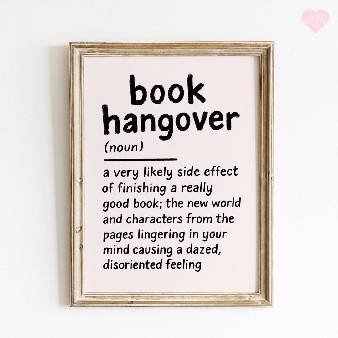 Book Hangover Definition Poster, Book Wall Art, Book Poster, Book Nook ...