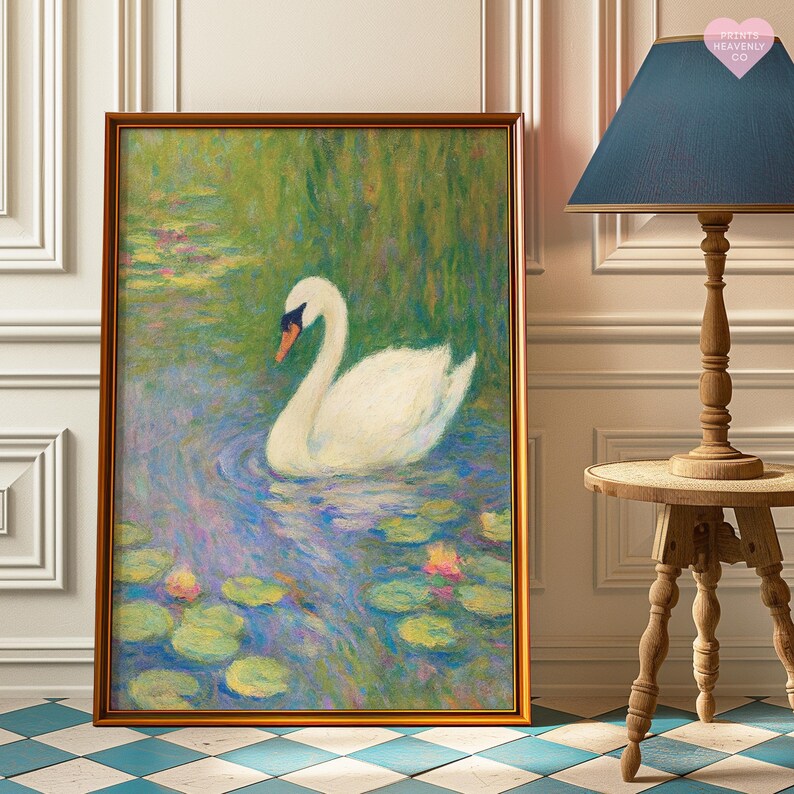 Pastel Swan Print Art, Swan Poster, Swan Wall Art, Pastel Poster ...