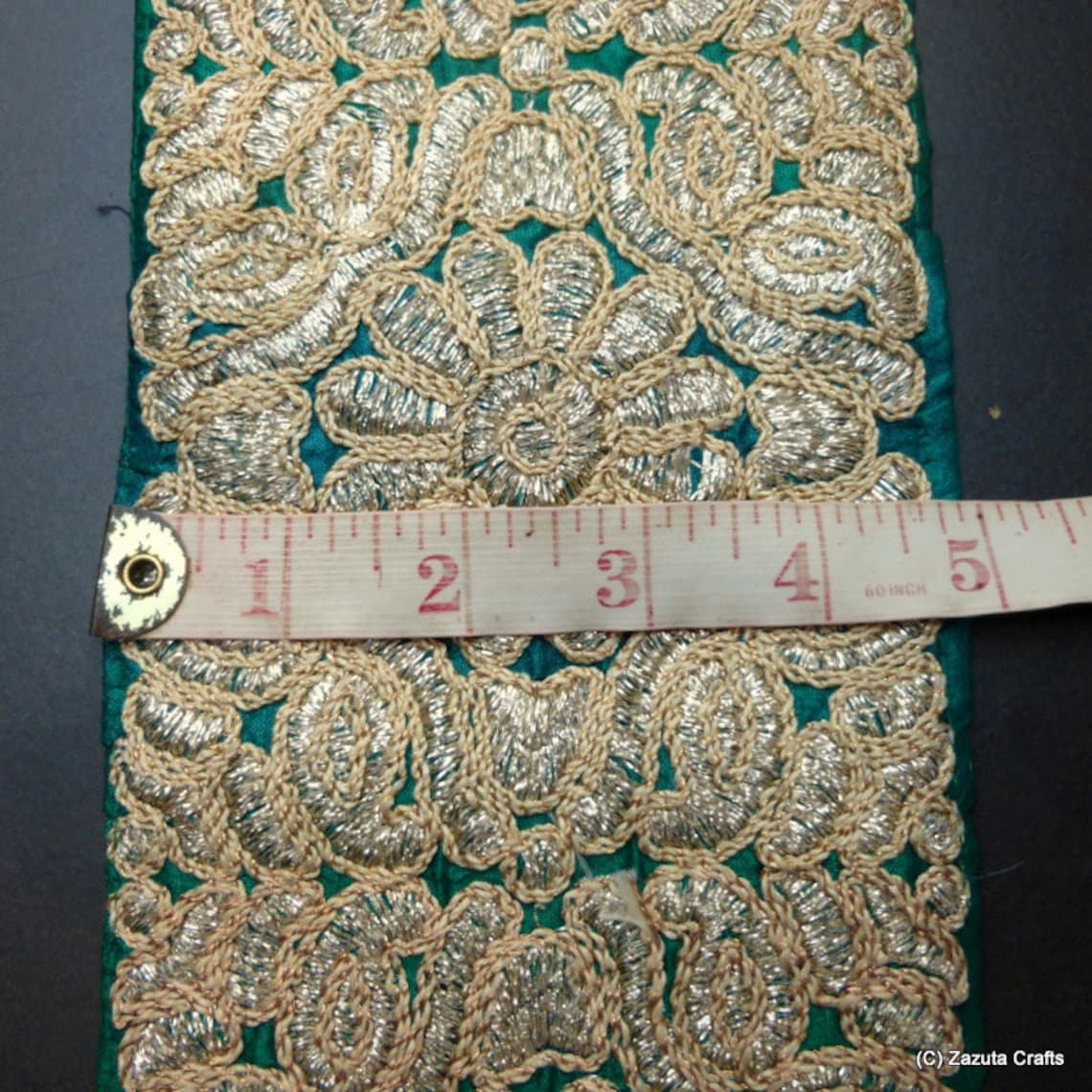 Green Fabric Trim Embroidered floral trim Green Trim | Etsy