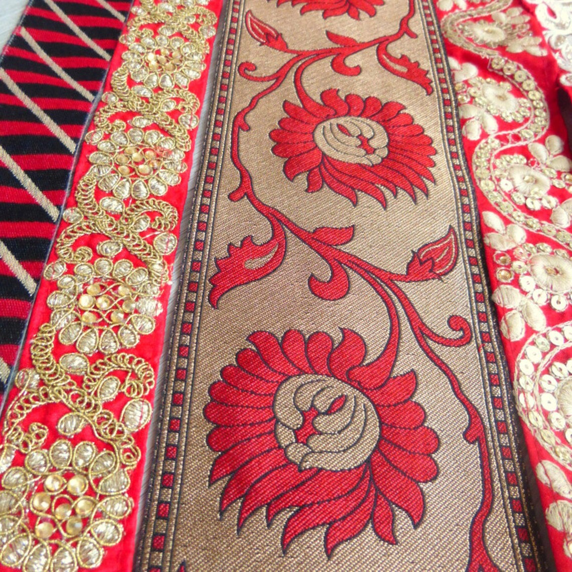 Mystery Red Fabric Trims Bundle Set of 5 Red Fabric Trims 5 | Etsy