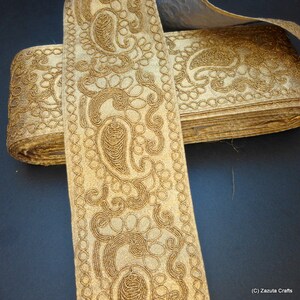 Gold Trim Embellished Trim Flower Trim Gold Fabric Trim - Etsy