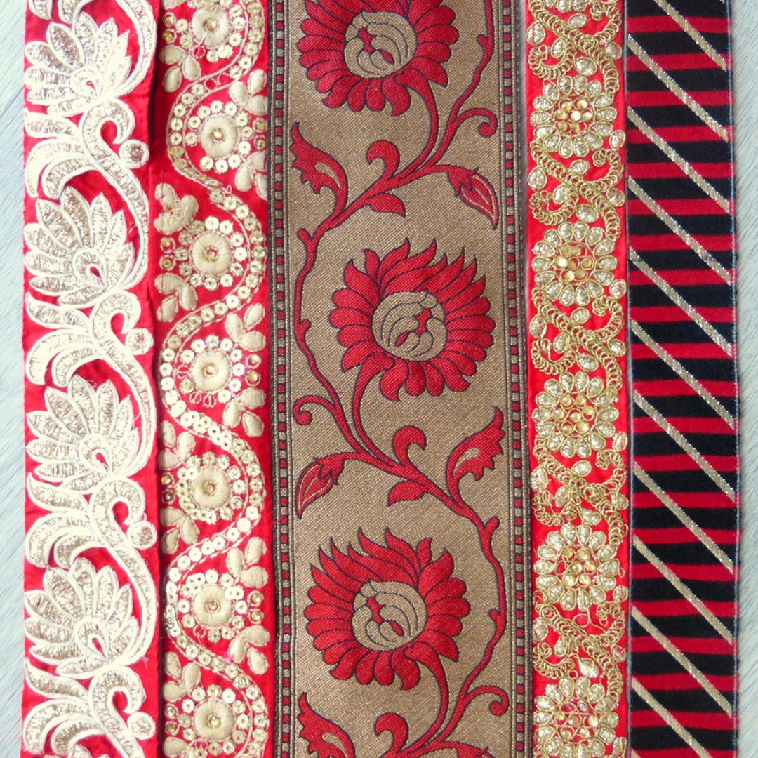 Mystery Red Fabric Trims Bundle Set of 5 Red Fabric Trims 5 - Etsy