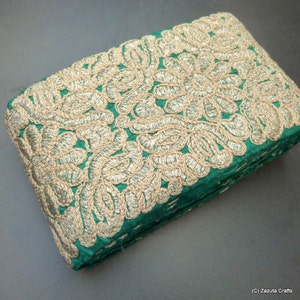 Green Fabric Trim, Embroidered Floral Trim, Green Trim, Decorative ...