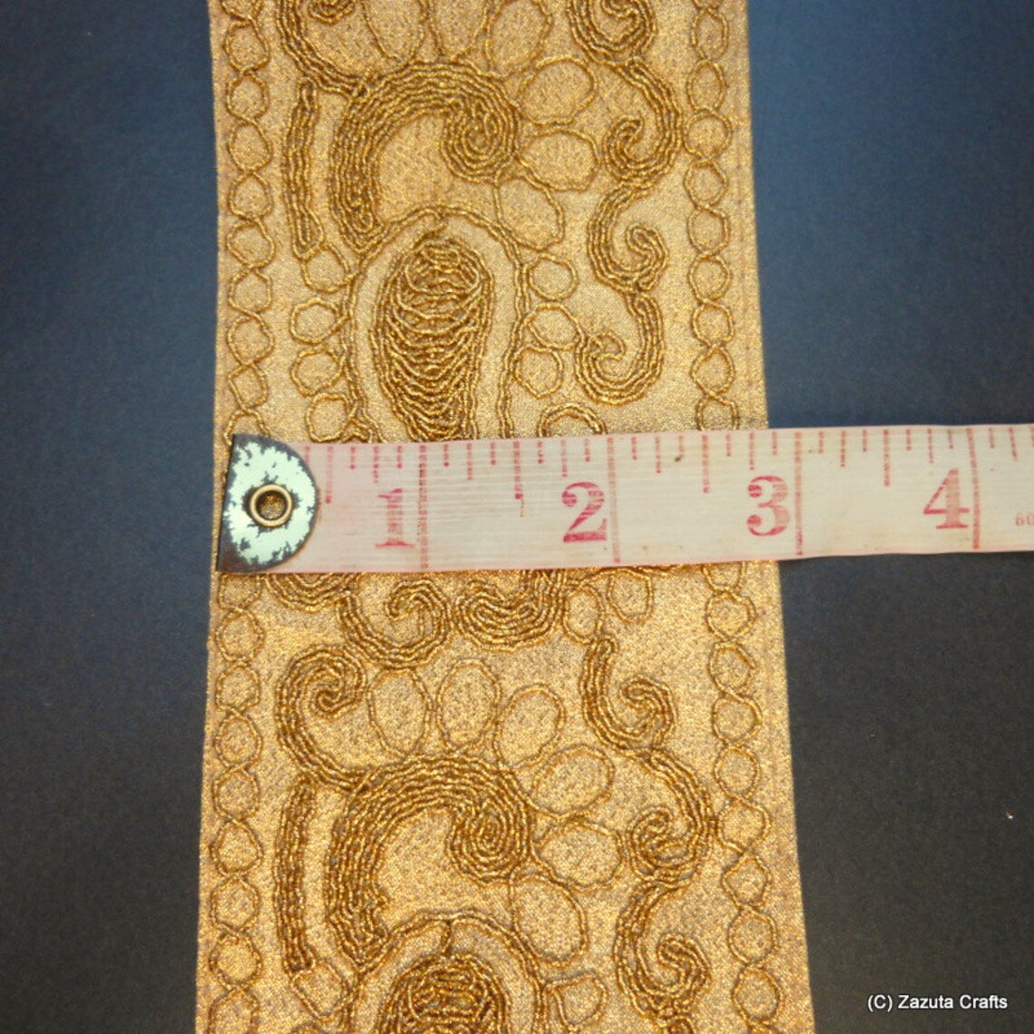 Gold Trim Embellished Trim Flower Trim Gold Fabric Trim | Etsy