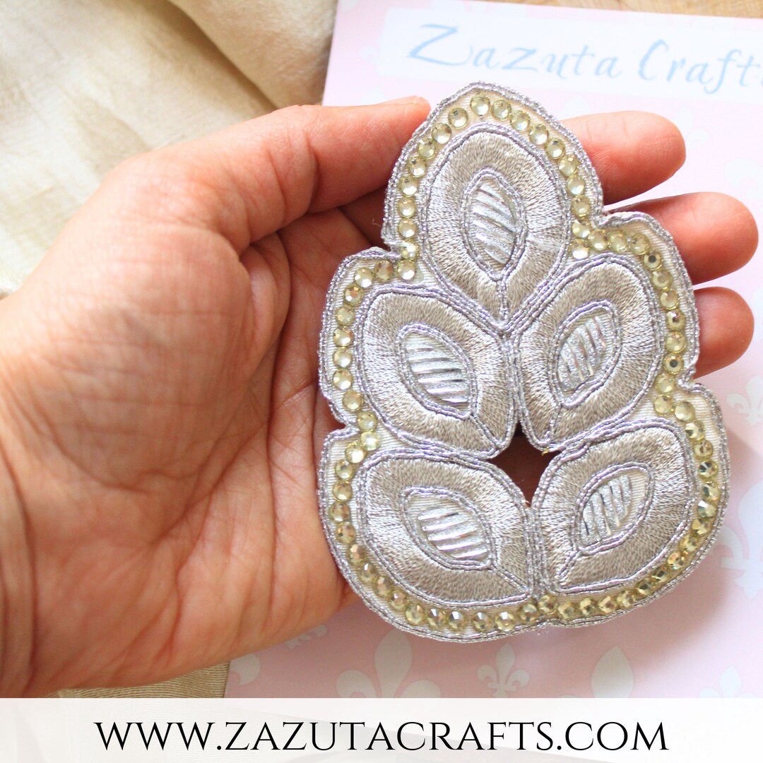 Embroidered Appliqué Patch Silver Leaf Patches for Jackets, Bags and ...