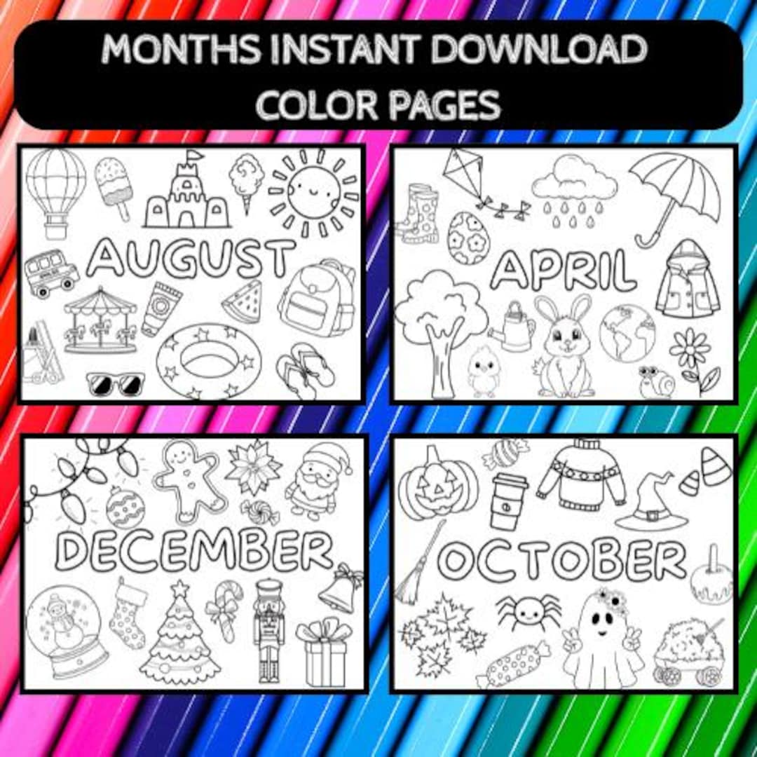 Months of the Year Coloring Pages for Kids Instant Download - Etsy